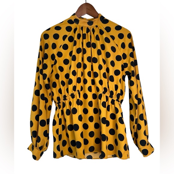 Zara | Tops | Zara Yellow Mustard Polka Dot Fitter Blouse Xs Like Brand ...